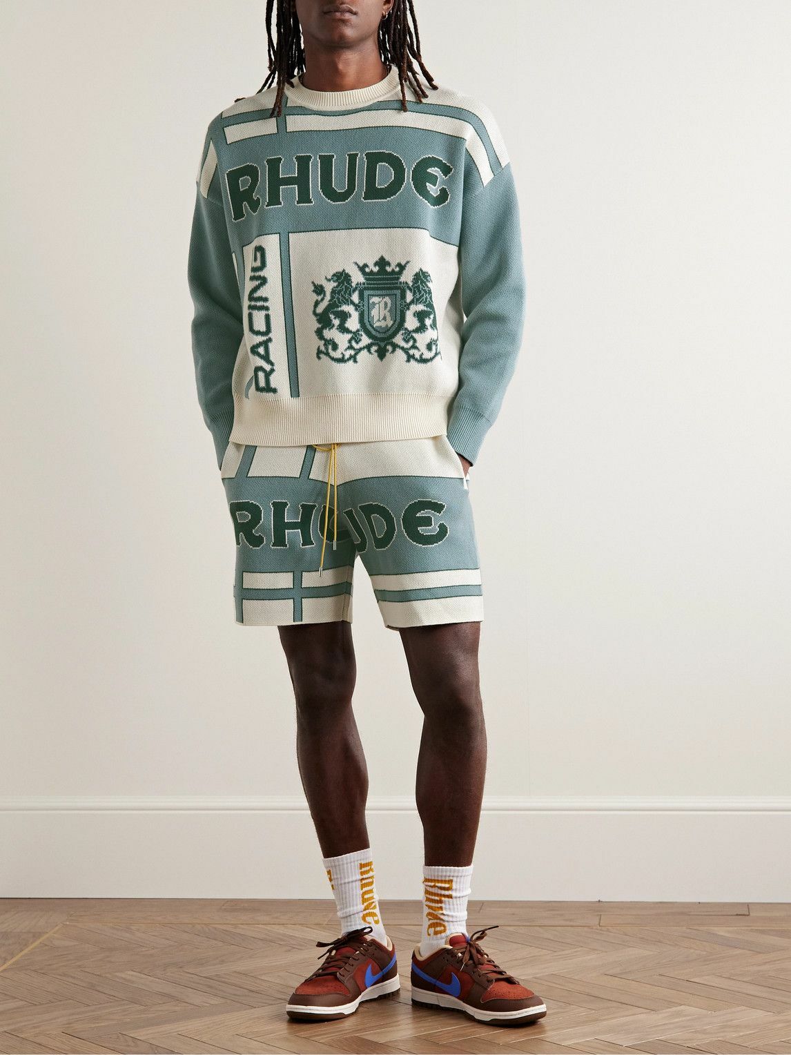 Rhude - Palm Pima Cotton and Cashmere-Blend Jacquard Shorts - Blue Rhude