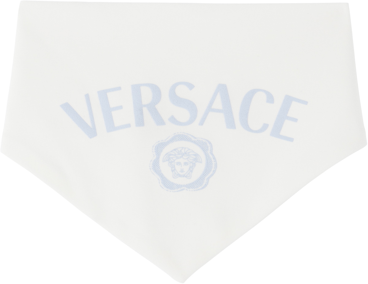Versace Baby Blue 'Versace' Logo Sleep Bodysuit & Bib Set Versace