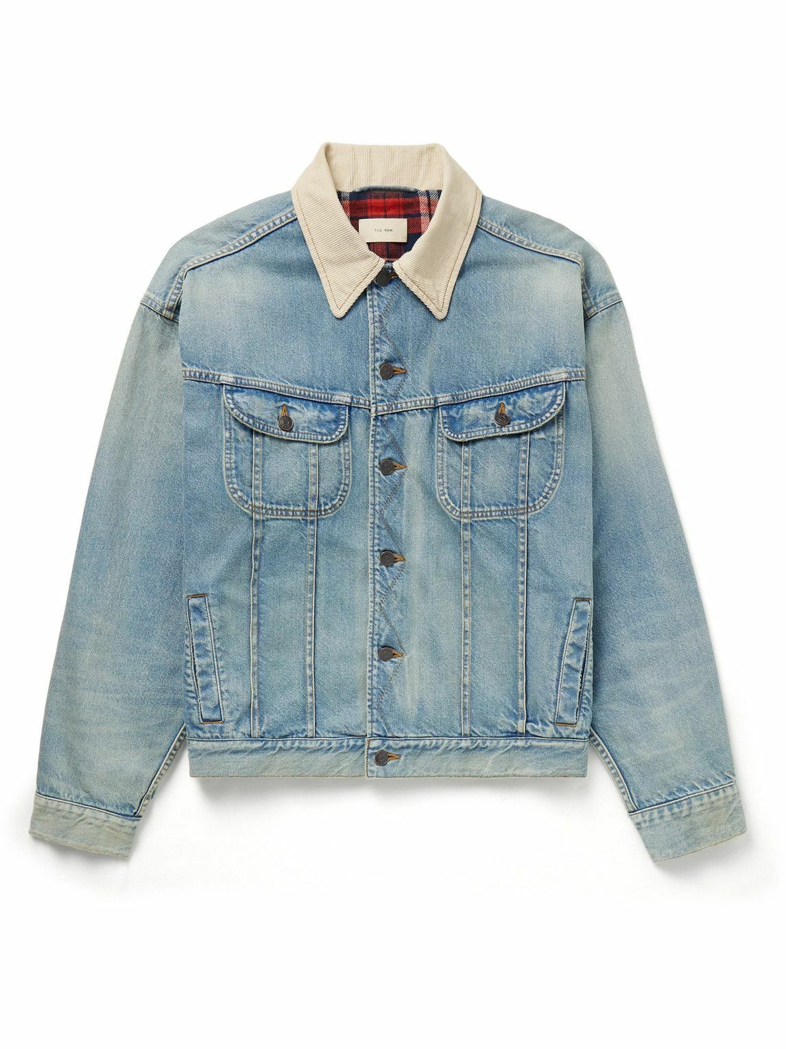 The Row - Joret Corduroy-Trimmed Denim Jacket - Blue The Row