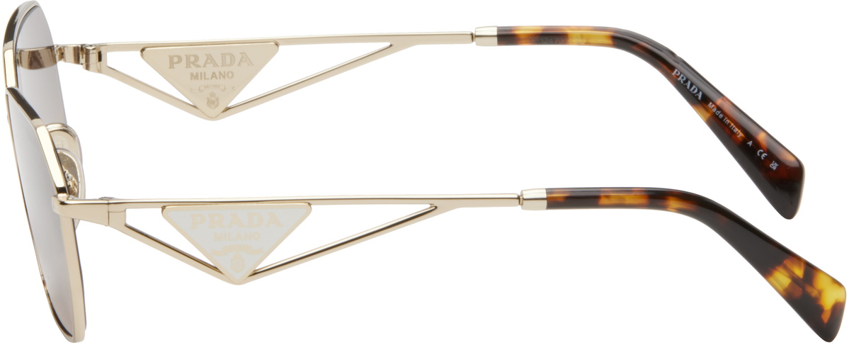 Prada Eyewear Gold Triangle Logo Sunglasses Prada