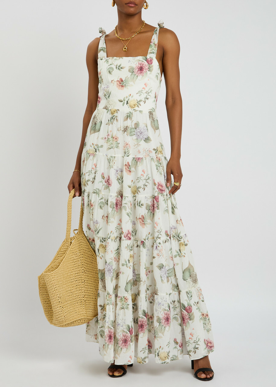 Alice + Olivia Monnie Floral-print Cotton Maxi Dress Green Alice + Olivia