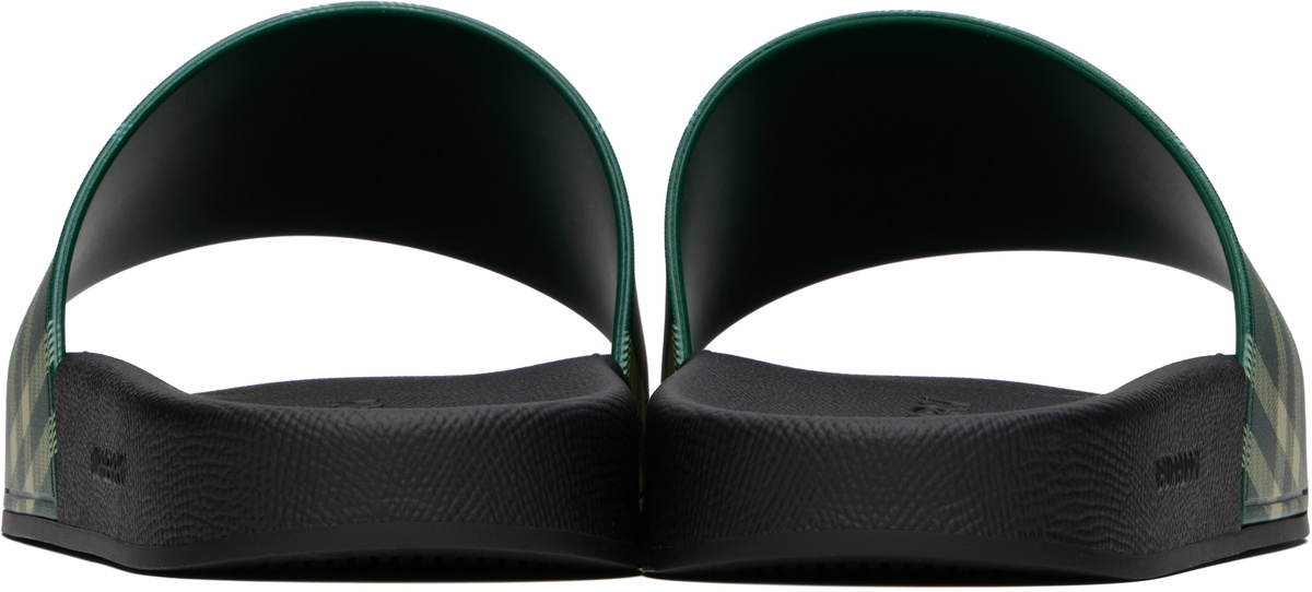 Burberry Green Check Pool Slides Burberry