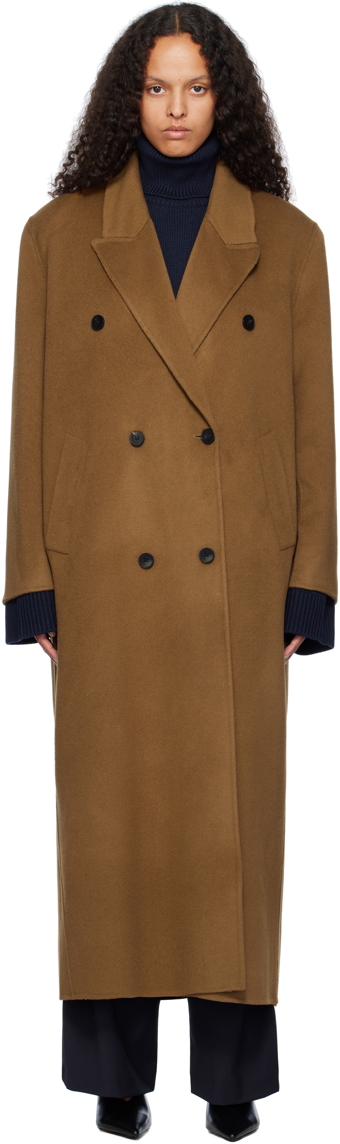 The Frankie Shop Brown Gaia Double Breasted Coat The Frankie Shop
