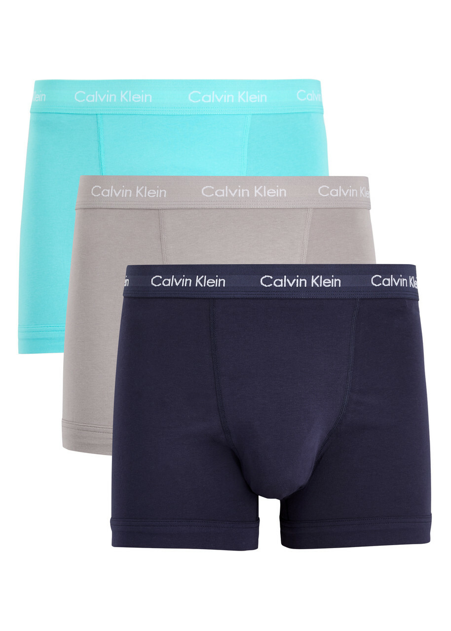 Calvin Klein Logo Stretch-cotton Trunks set of Three Blue Calvin Klein