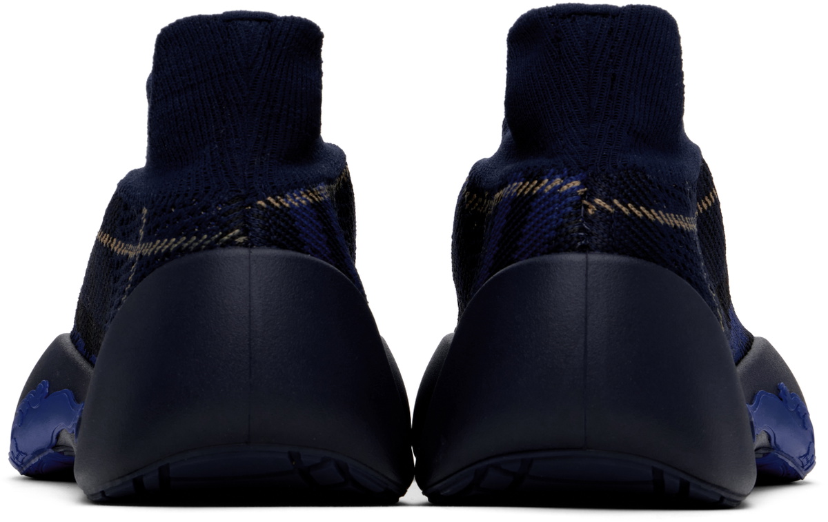 Burberry Black & Blue Check Knit Neptune Sneakers Burberry