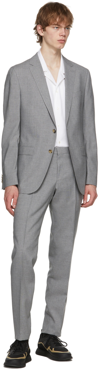Boss Grey Micro-Patterned Slim-Fit Suit BOSS