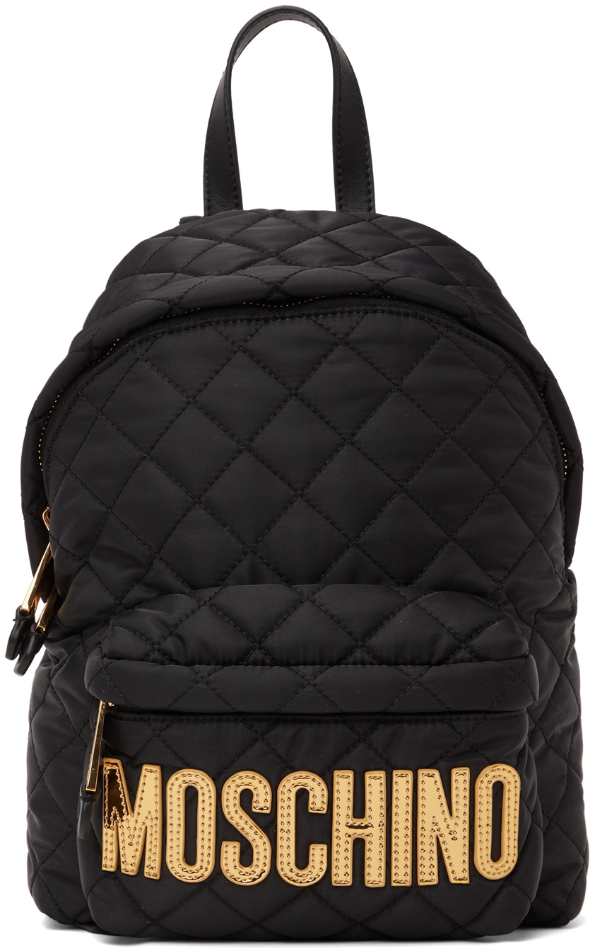 Moschino Black Quilted Logo Backpack Moschino