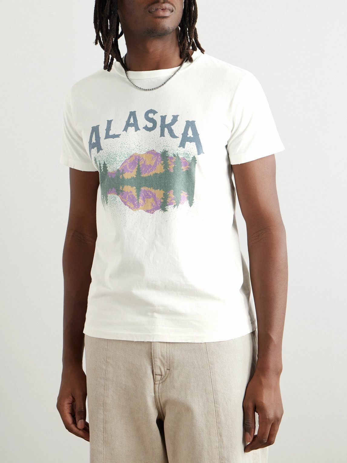 Remi Relief - Alaska Slim-Fit Printed Cotton-Jersey T-Shirt - White ...