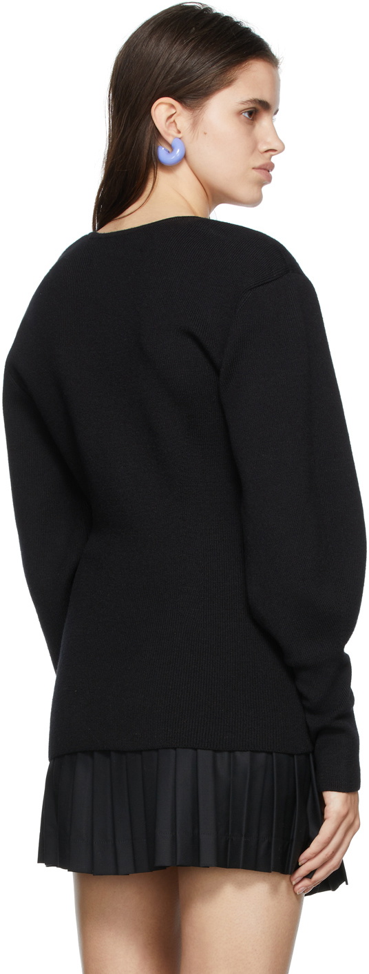 Pushbutton Black Corset Neckline Sweater Pushbutton