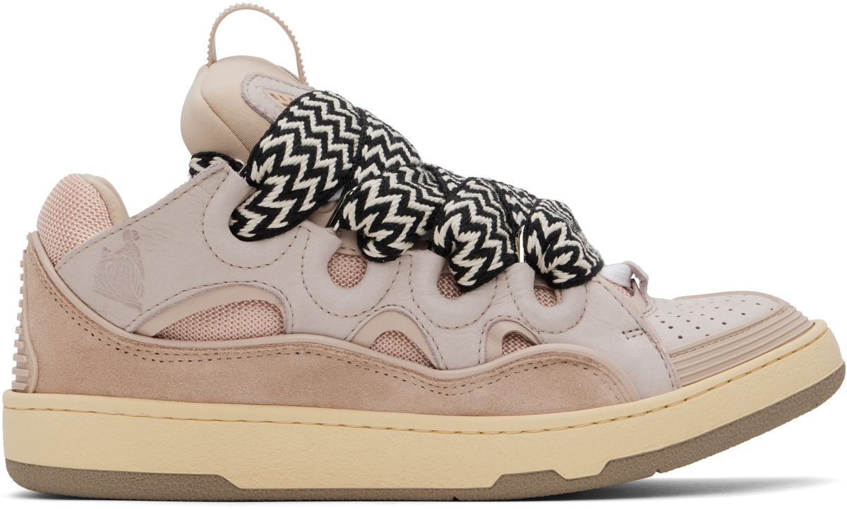 Lanvin Pink Leather Curb Sneakers Lanvin