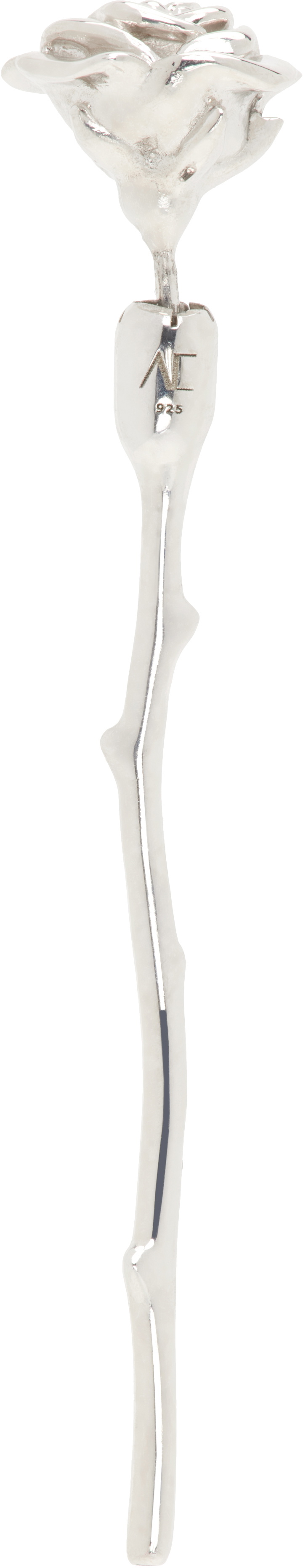 Alan Crocetti Silver Rose Single Earring