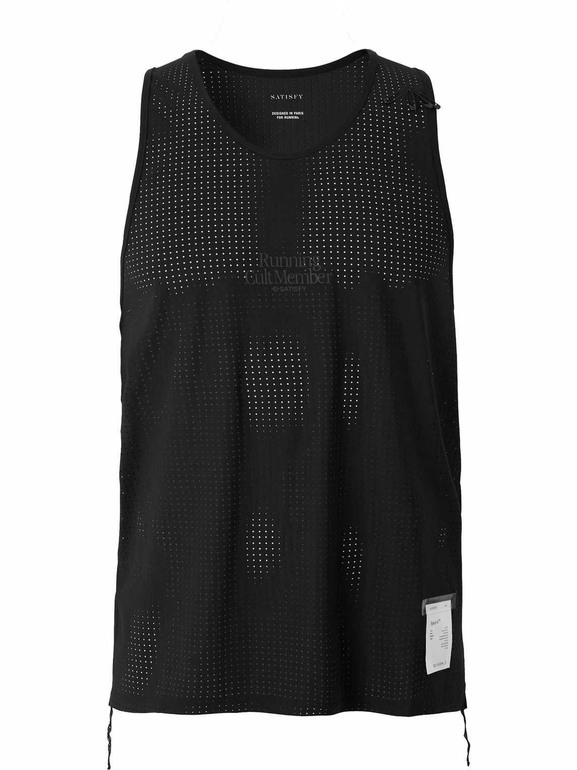 Satisfy - Perforated Space-O™ Stretch-Jersey Tank Top - Black Satisfy