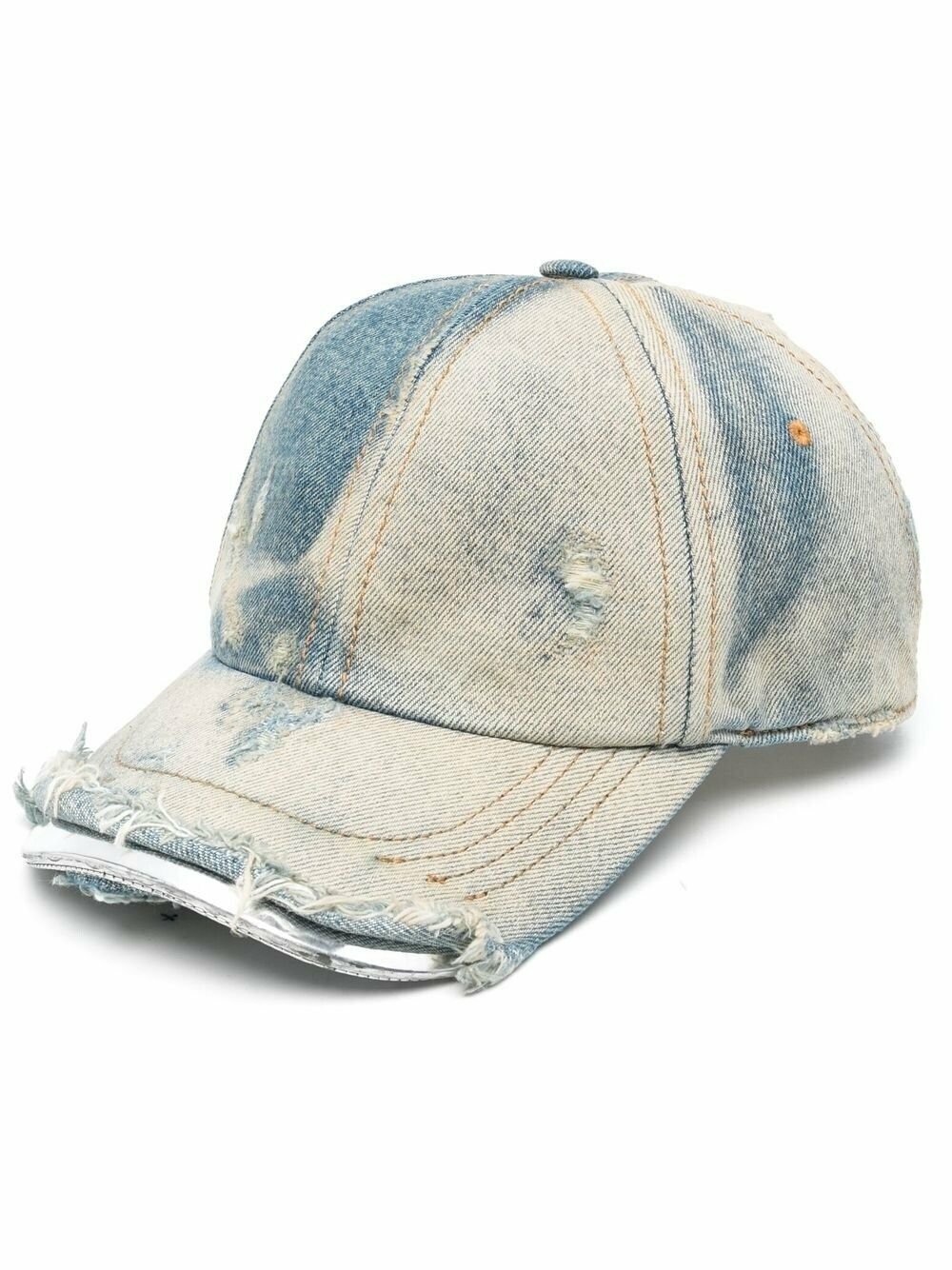 Diesel Blue Distressed Denim Cap Diesel