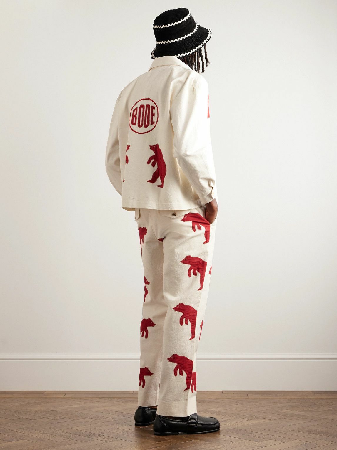BODE - Boar Appliquéd Cotton-Canvas Jacket - White Bode