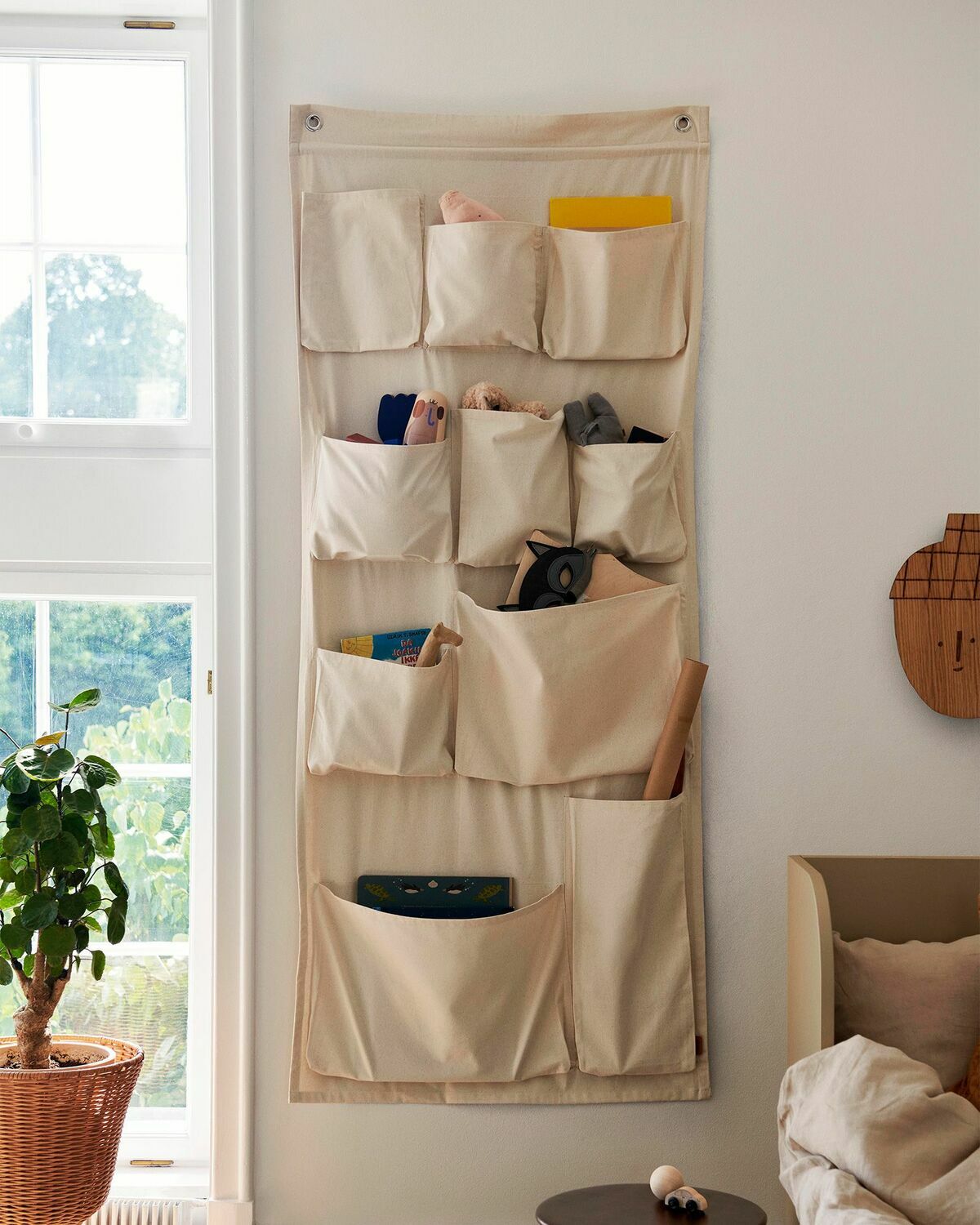 Ferm Living Canvas Xl Wall Pockets White Home Deco ferm LIVING