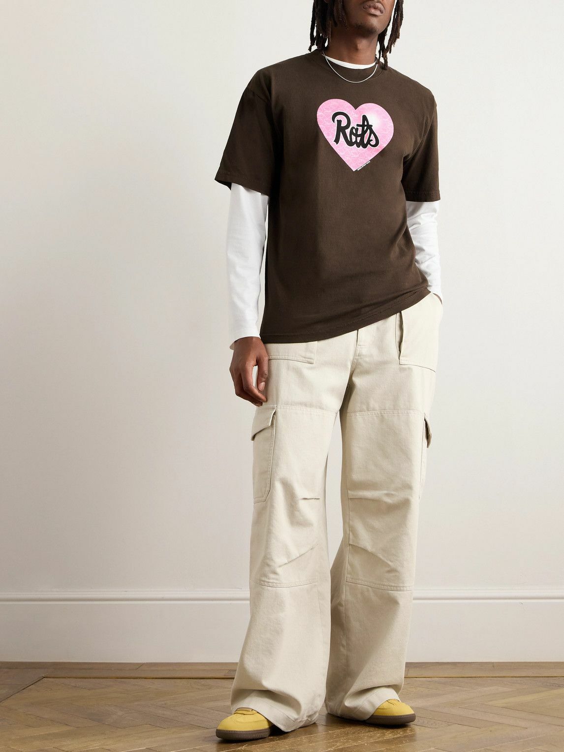 Stray Rats - Logo-Print Cotton-Jersey T-Shirt - Brown Stray Rats
