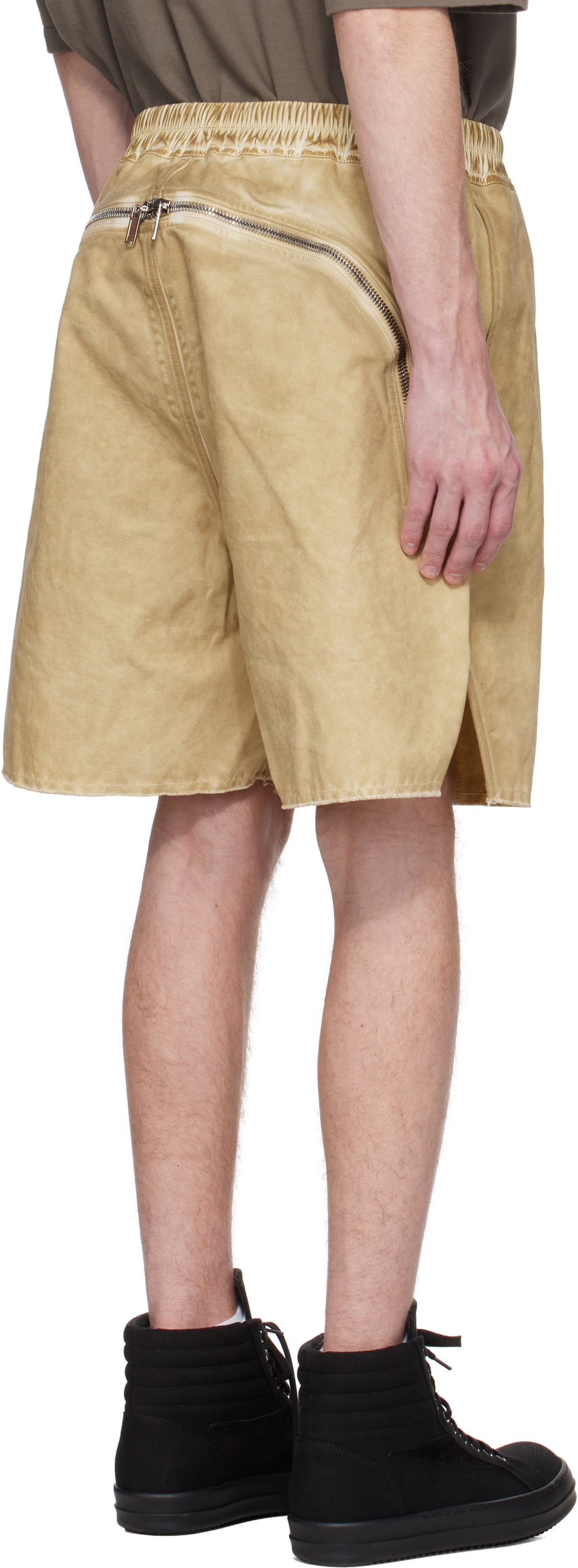 Rick Owens DRKSHDW Beige Hollywood Long Boxers Butt Zipp Shorts Rick ...