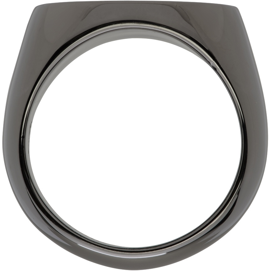 Vyner Articles Gunmetal Logo Signet Ring Vyner Articles