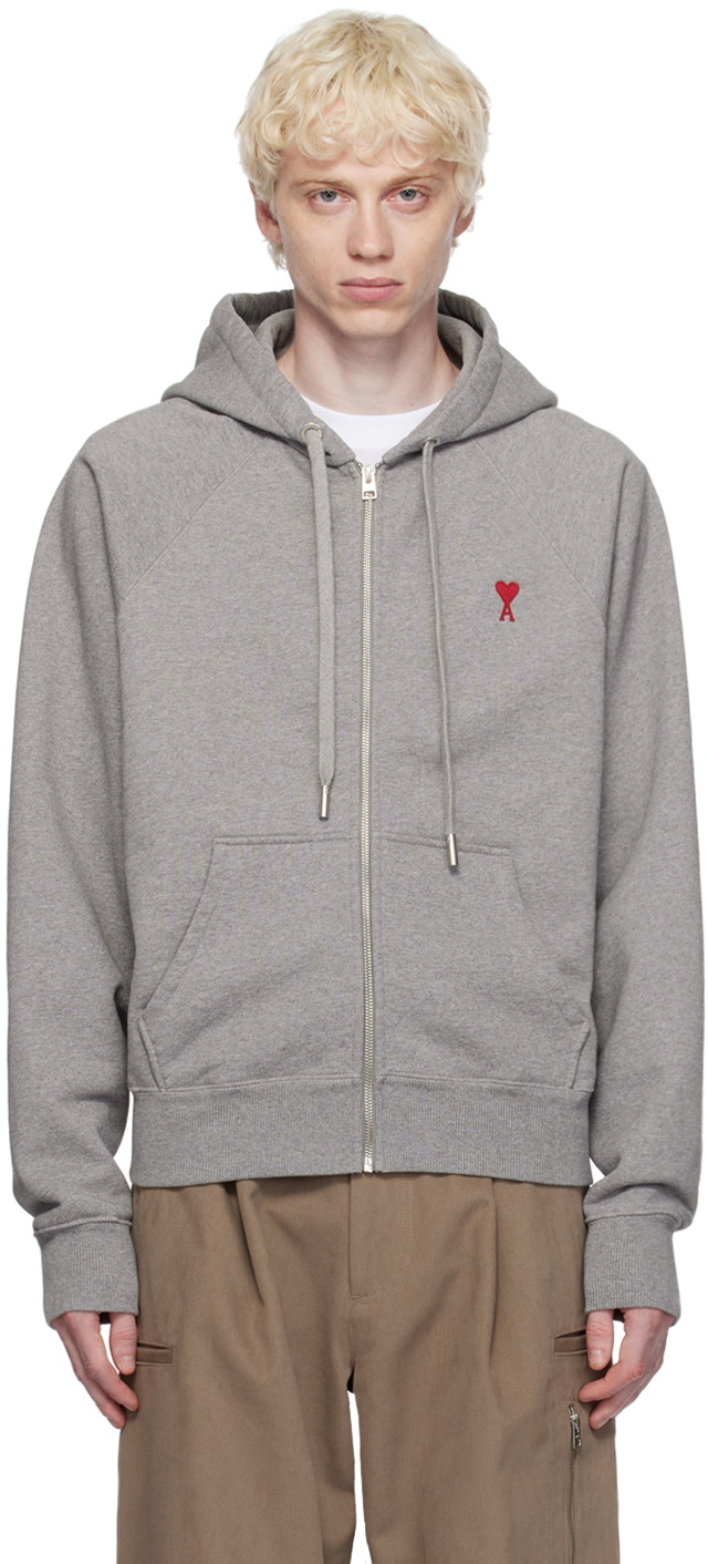 AMI Paris Gray Ami de Cœur Hoodie AMI