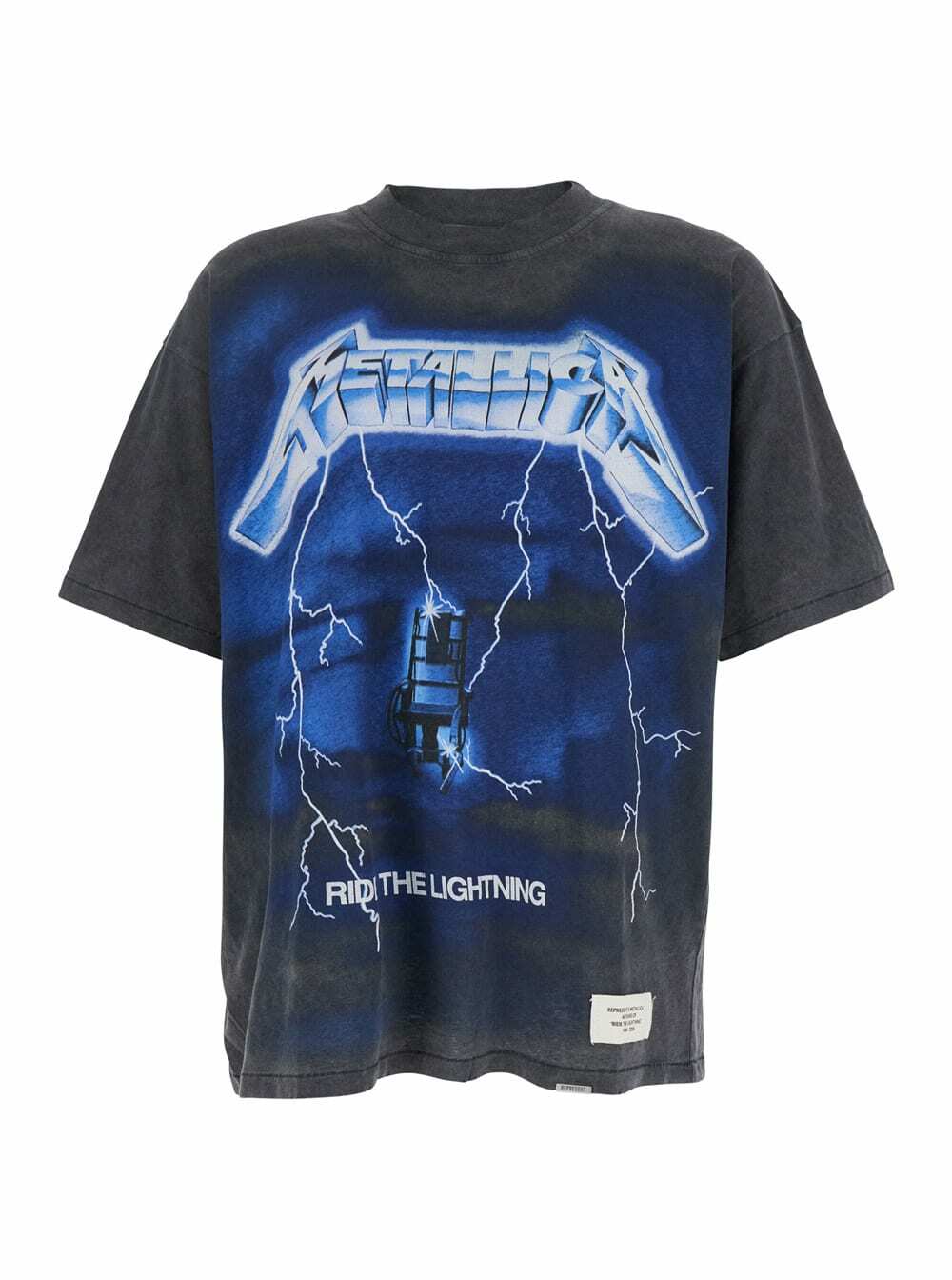 REPRESENT ride The Lightning X Metallica Gray T-shirt With Front And Back Print In Cotton Blend ...