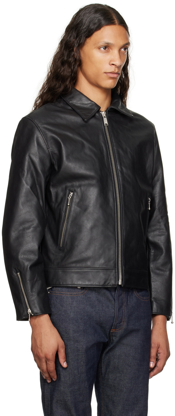Nudie Jeans Black Eddy Rider Leather Jacket Nudie Jeans Co
