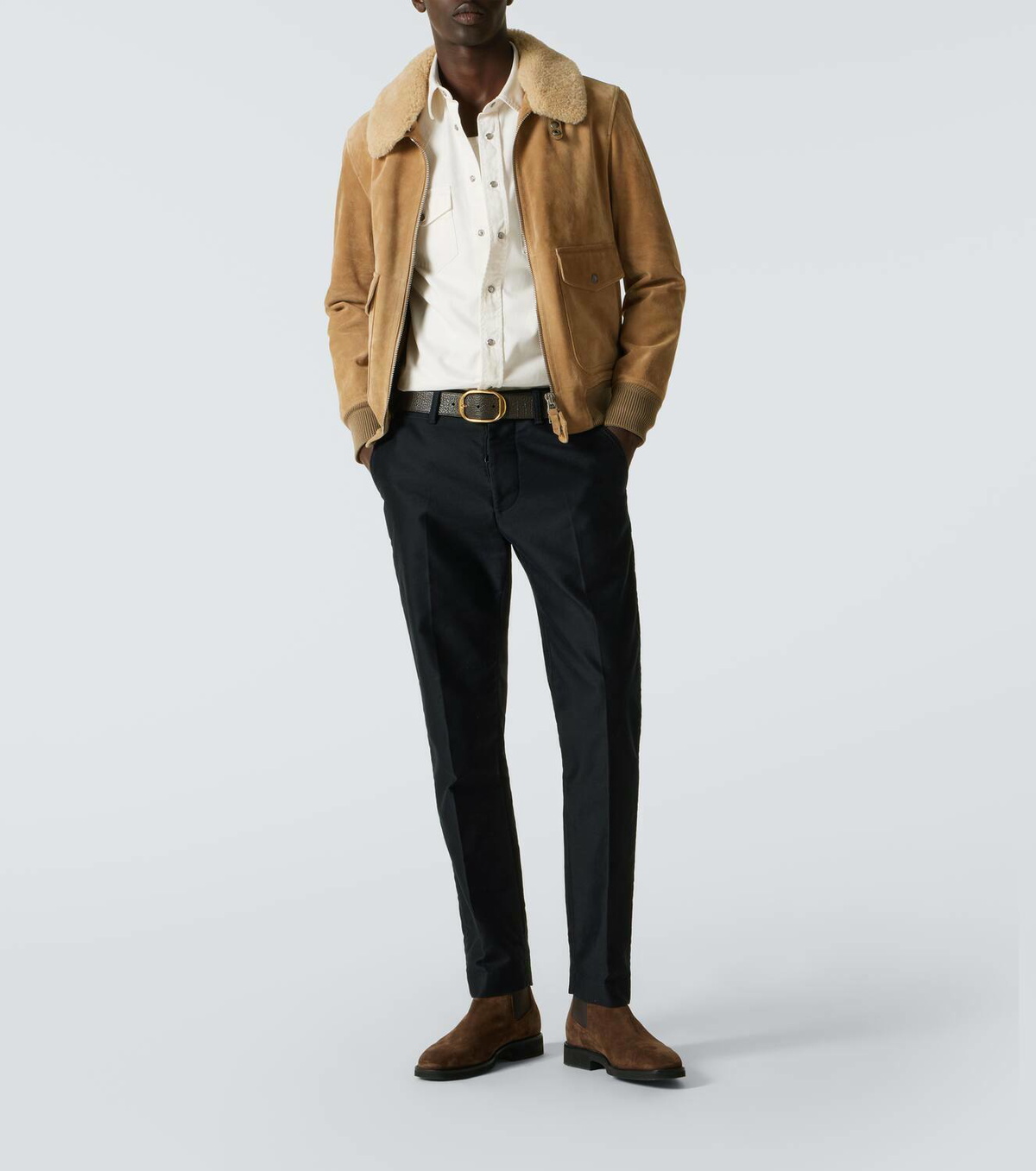 Tom Ford Shearling-trimmed suede blouson TOM FORD