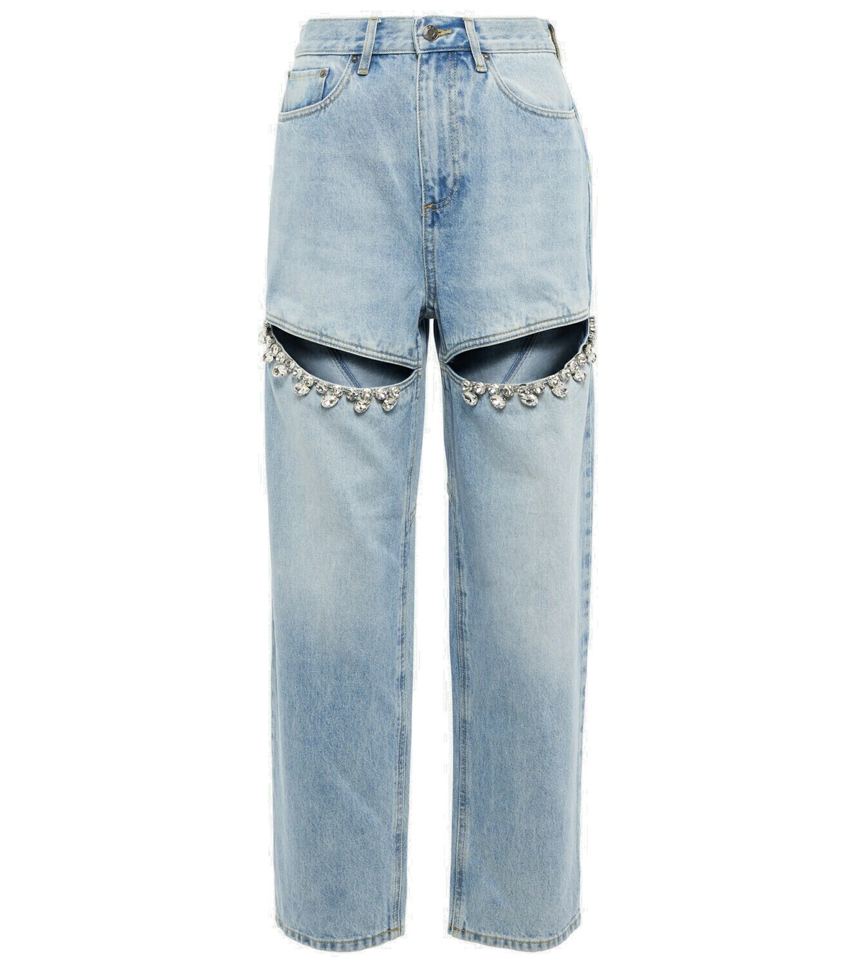 Area - Embellished cut-out denim jeans AREA
