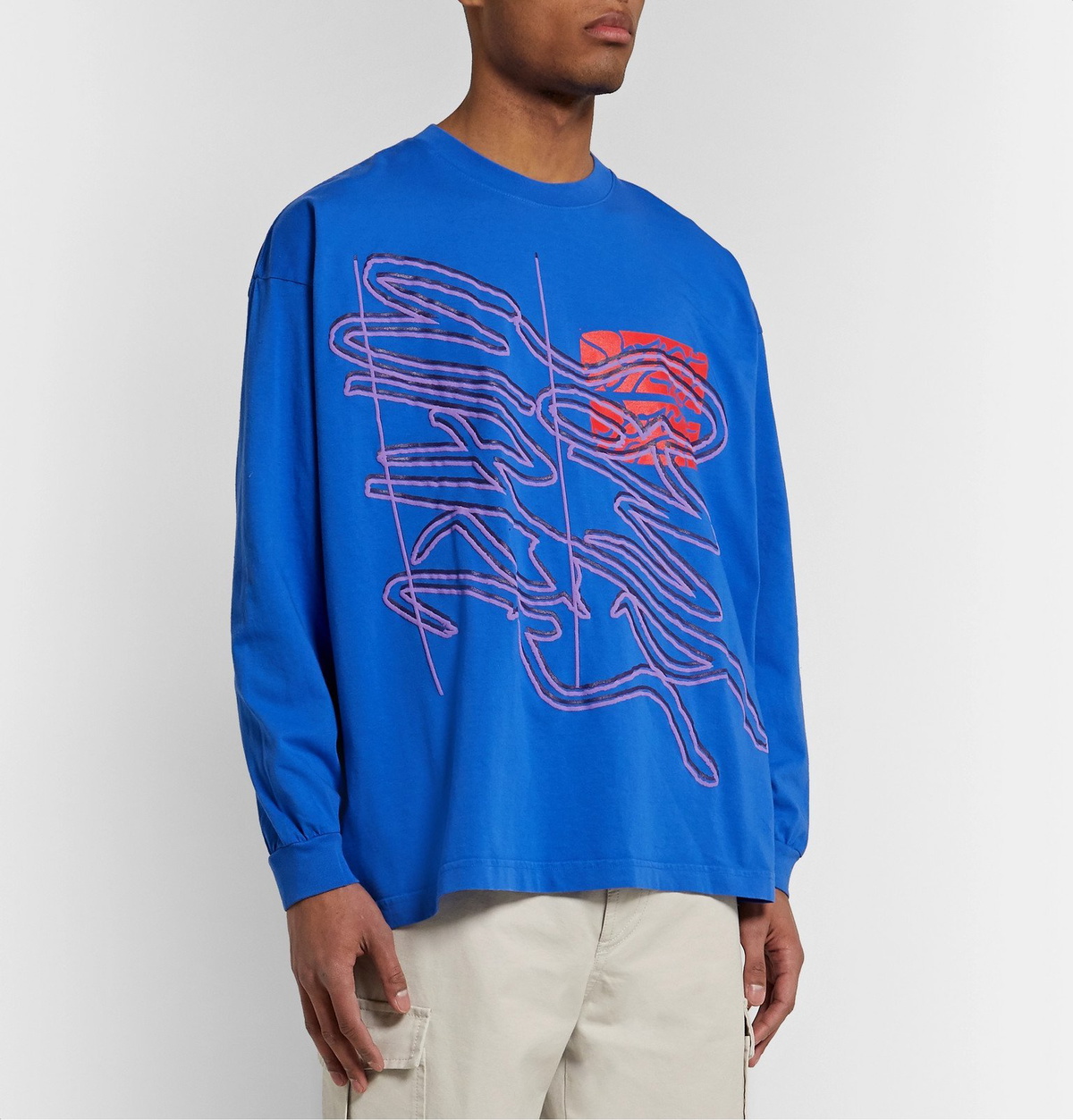 Some Ware - Oversized Logo-Print Organic Cotton-Jersey T-Shirt - Blue ...