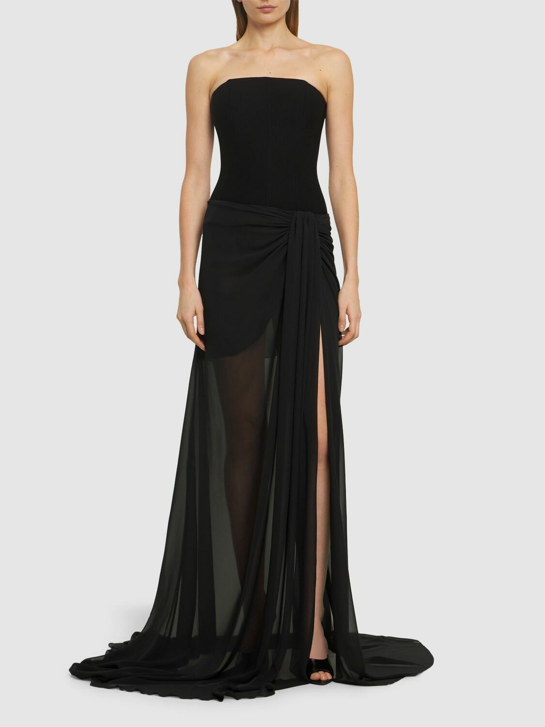 MÔNOT Strapless Crepe Bustier Top Monot