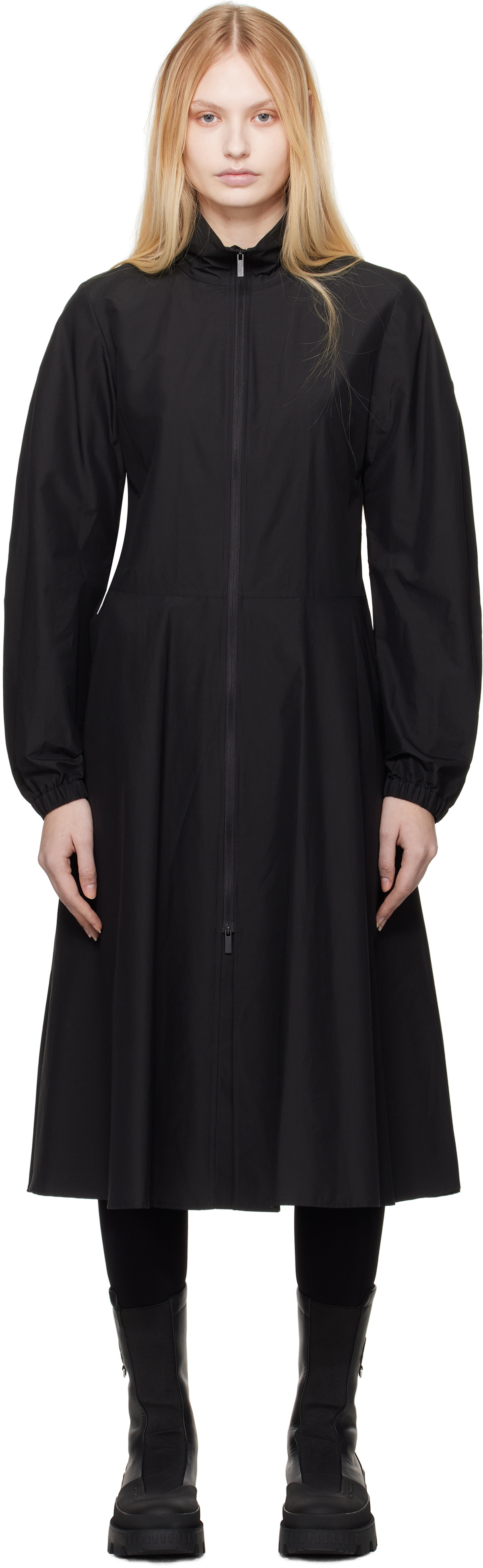 Moncler Black Front Zip Midi Dress Moncler
