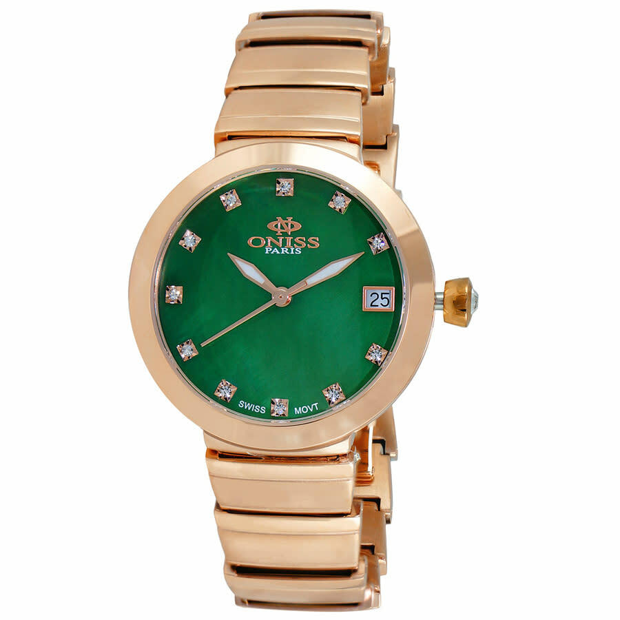 Oniss ON5559SS Quartz Green Dial Ladies Watch ON5559SSRGN Oniss