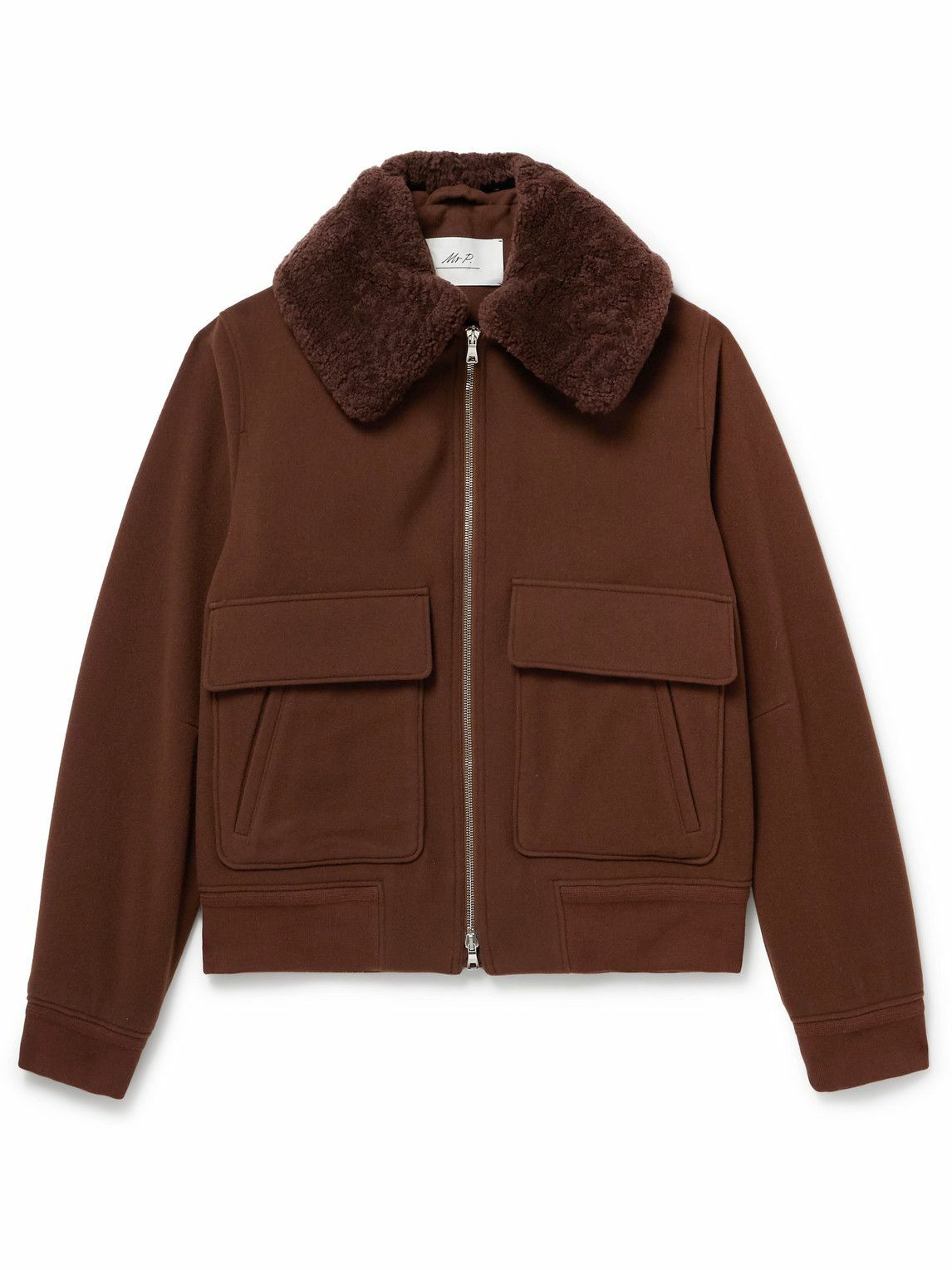 Mr P. - Shearling-Trimmed Wool-Blend Bomber Jacket - Brown Mr P.