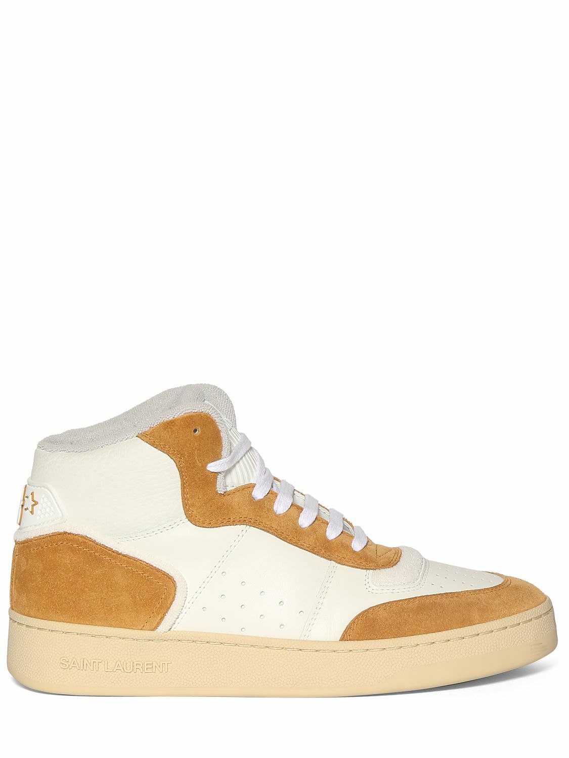 SAINT LAURENT - 20mm Sl80 Mid Top Leather Sneakers Saint Laurent