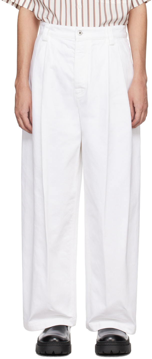 Bottega Veneta White Pleated Jeans Bottega Veneta
