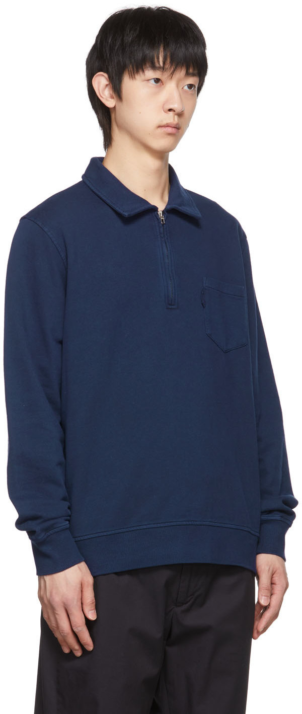 YMC Navy Sugden Polo Sweatshirt YMC