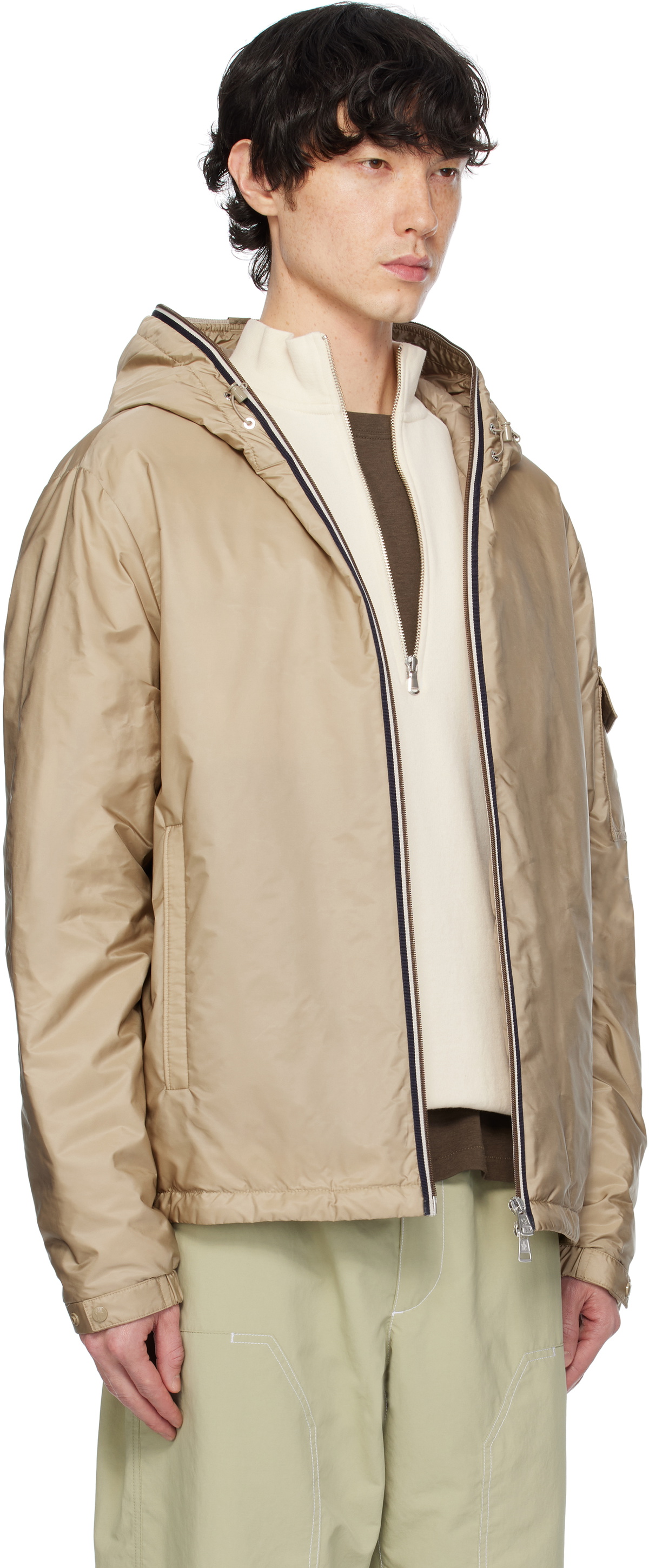 Moncler Beige Evettes Hooded Short Down Jacket Moncler