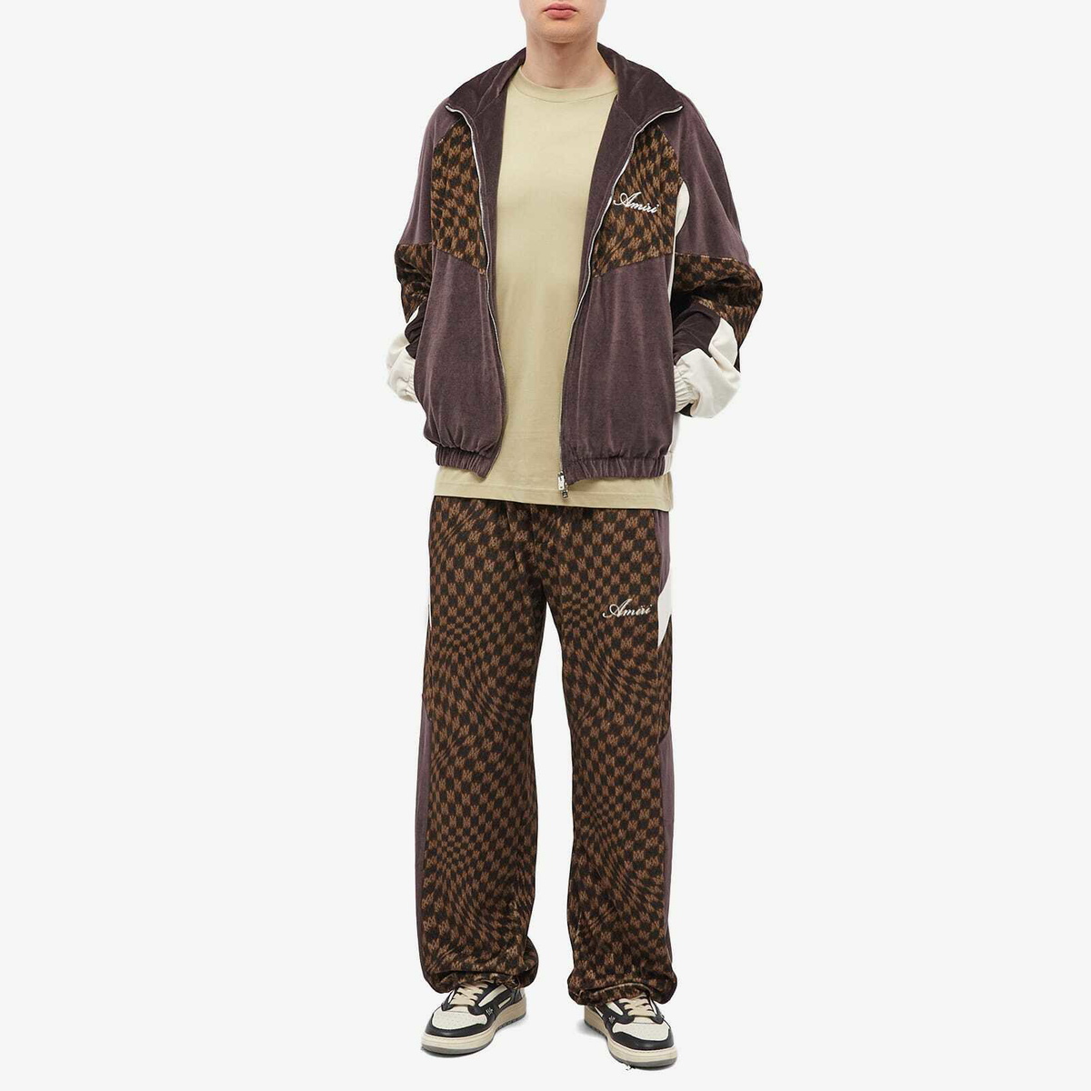 AMIRI Men's Wavy MA Velour Track Jacket in Brown Amiri