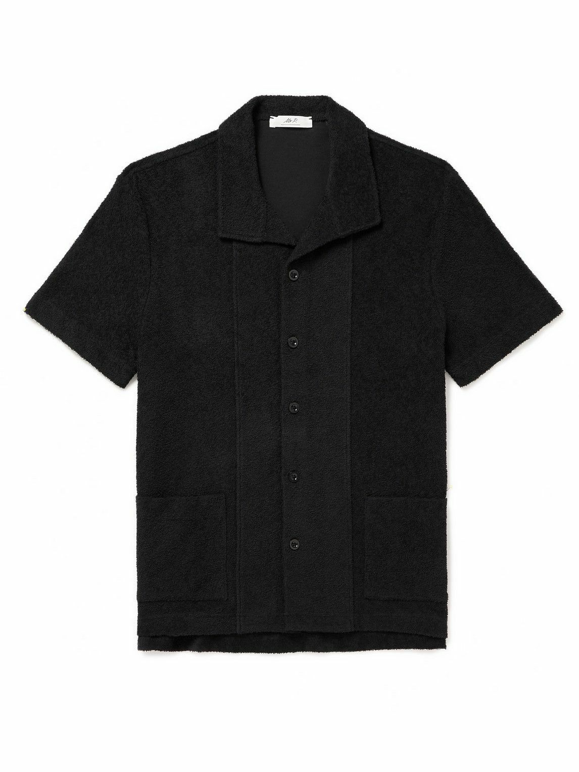 Mr P. - Camp-Collar Cotton-Terry Shirt - Black Mr P.