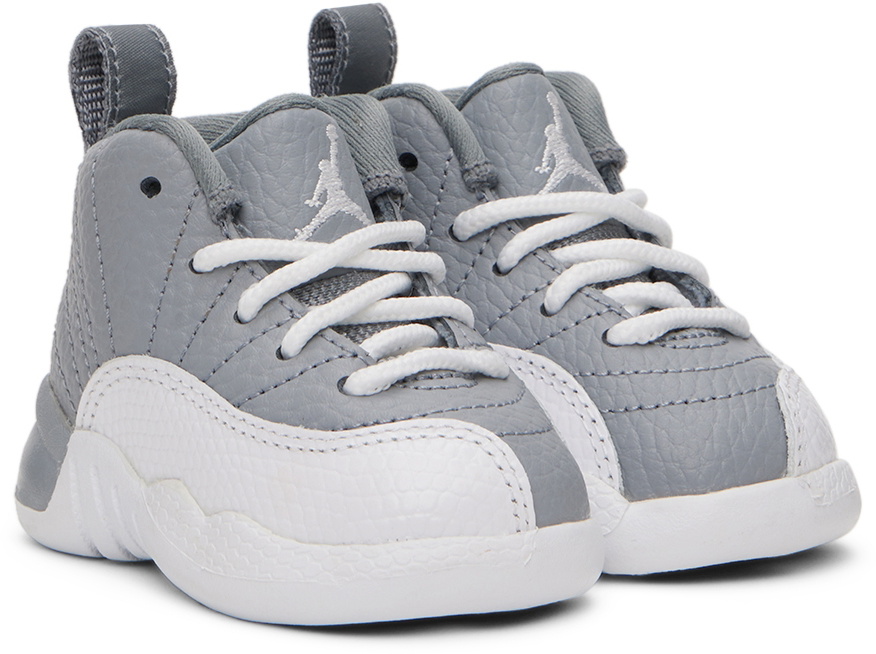 Nike Jordan Baby Gray & White Jordan 12 Retro Sneakers Nike Jordan Brand