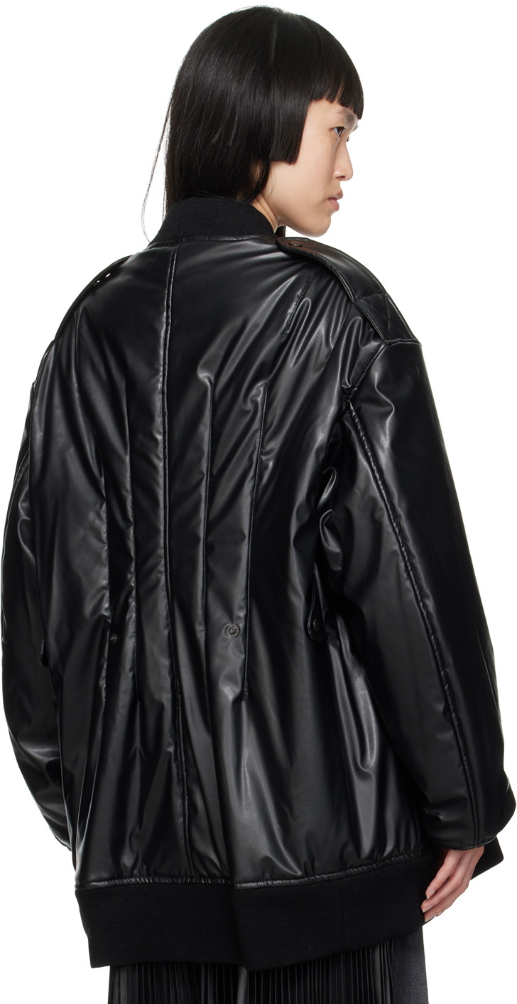 Junya Watanabe Black Insulated Faux-Leather Bomber Jacket Junya Watanabe