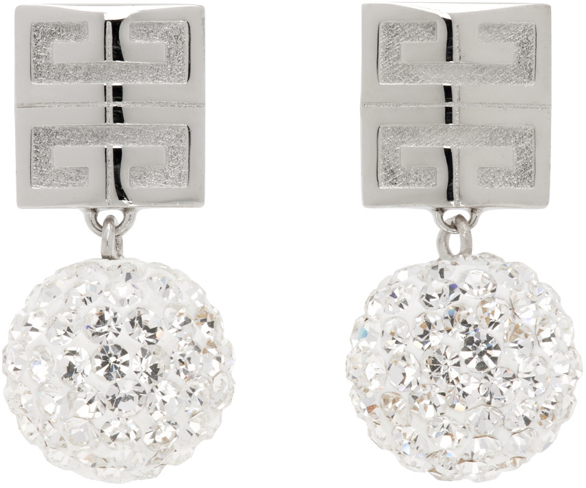 Givenchy Silver 4G Crystals Earrings Givenchy