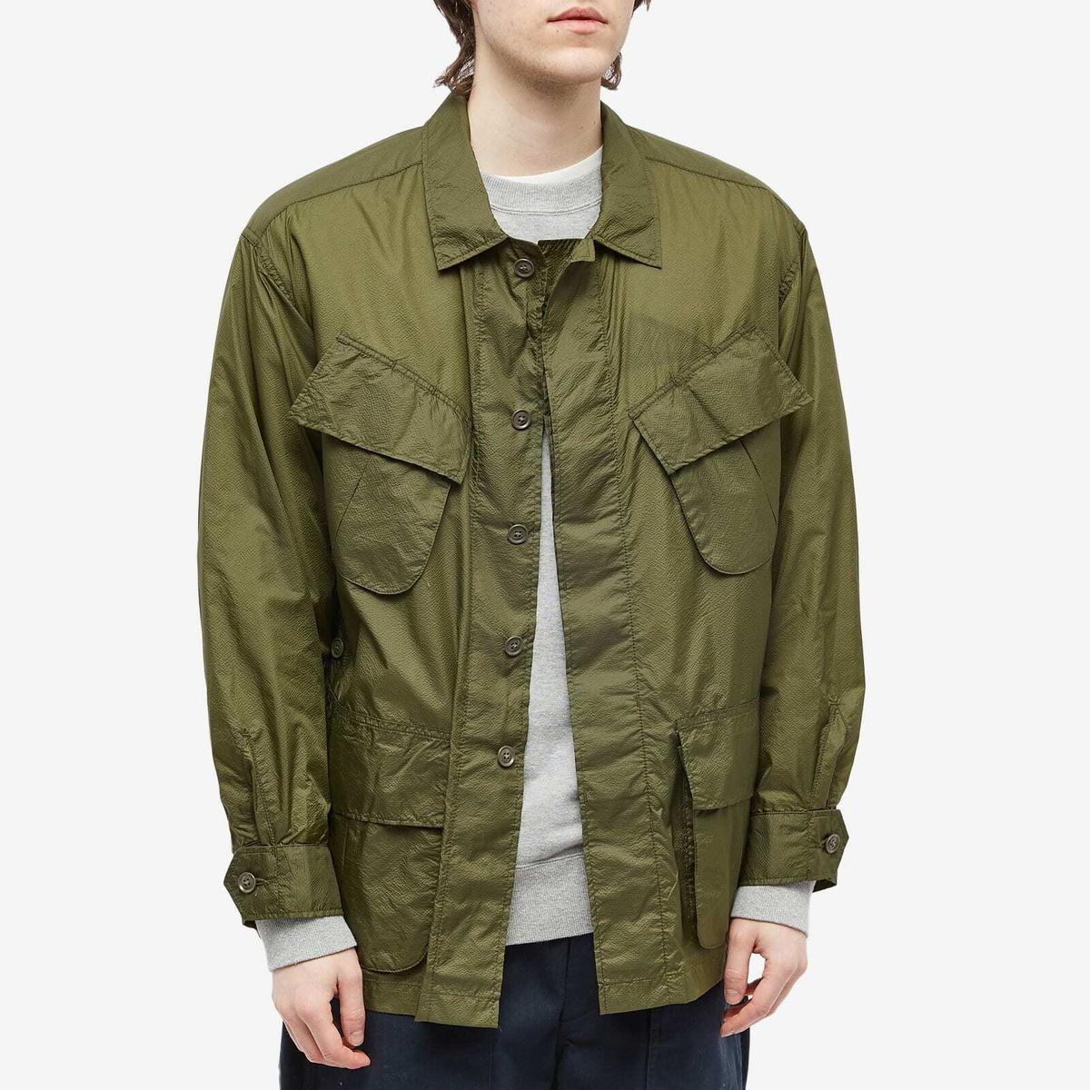 Engineered Garments Men's Jungle Fatigue Jacket in Olive Nylon Micro ...