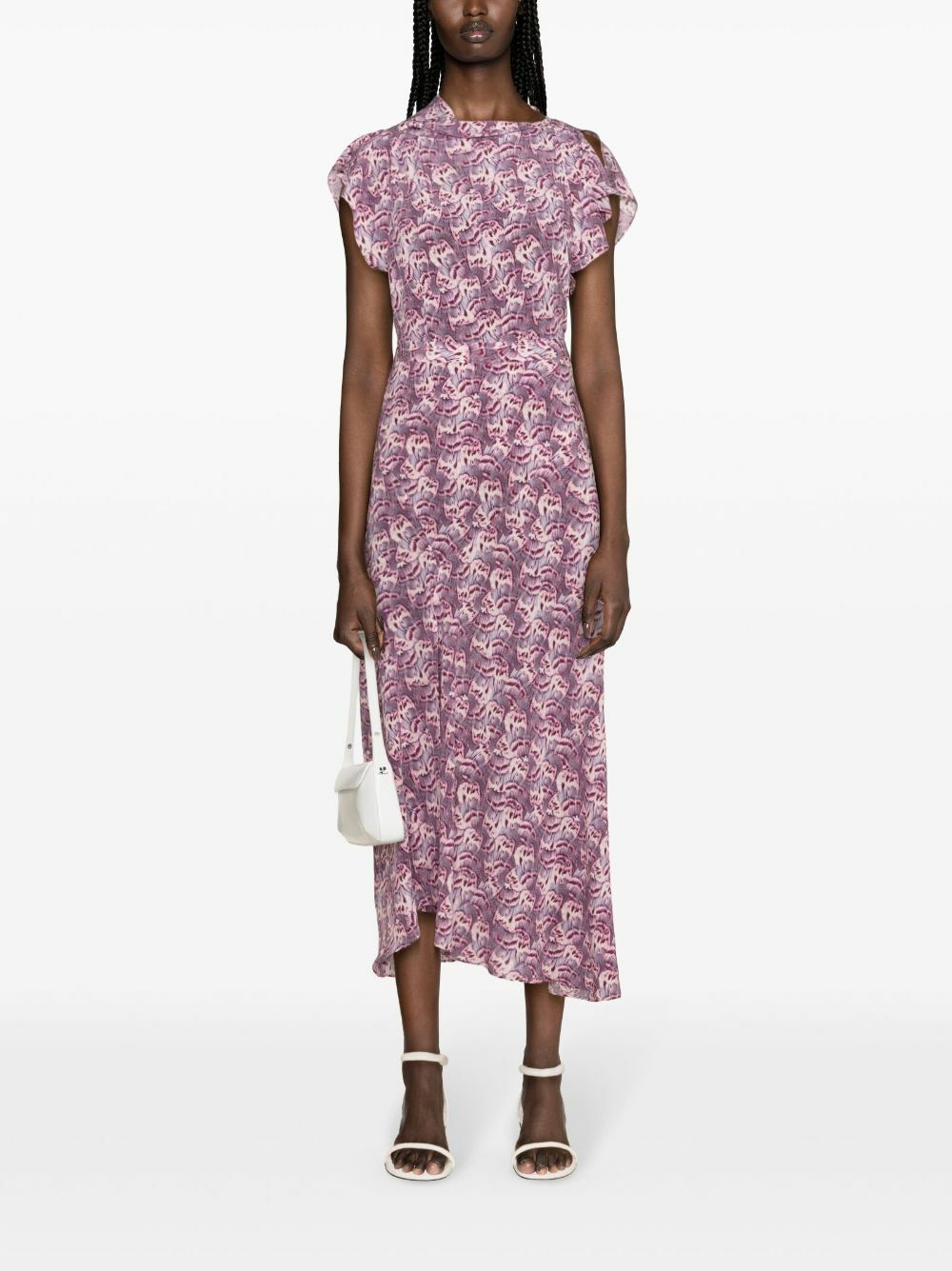 ISABEL MARANT Pink Valency Feather-Print Silk Blouse Isabel Marant