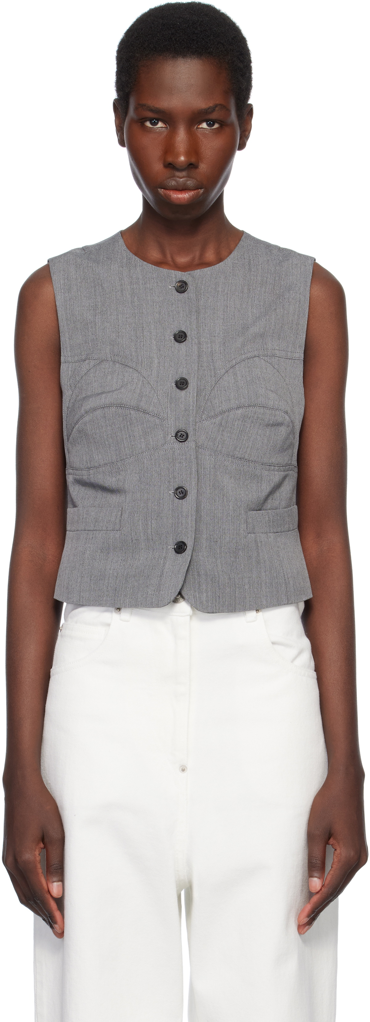 Pushbutton Gray Dummy Shaped Vest Pushbutton