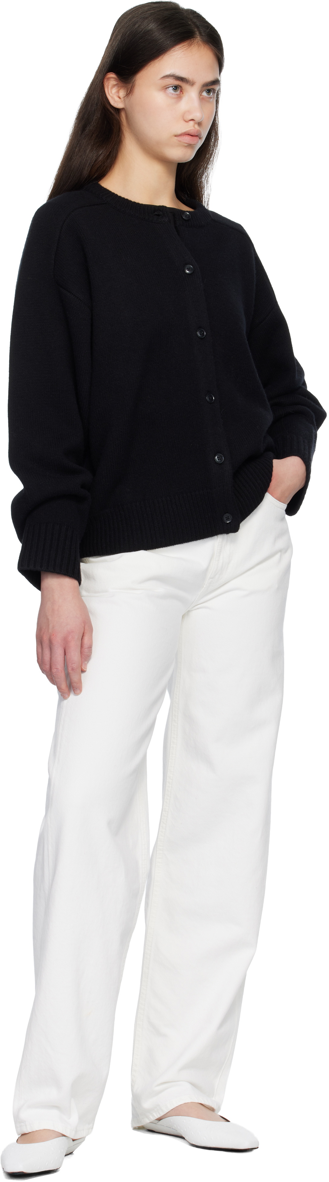 Loulou de Saison Black AIDAR LDS Wool Cashmere Cardigan Loulou Studio