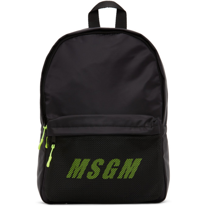 MSGM Black and Green Logo Backpack MSGM