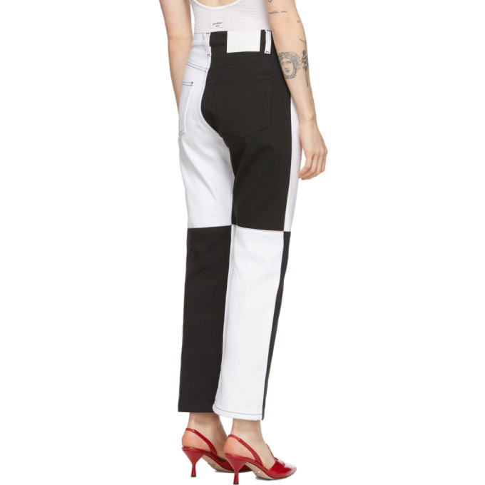 MSGM Black and White Colorblocked Jeans MSGM