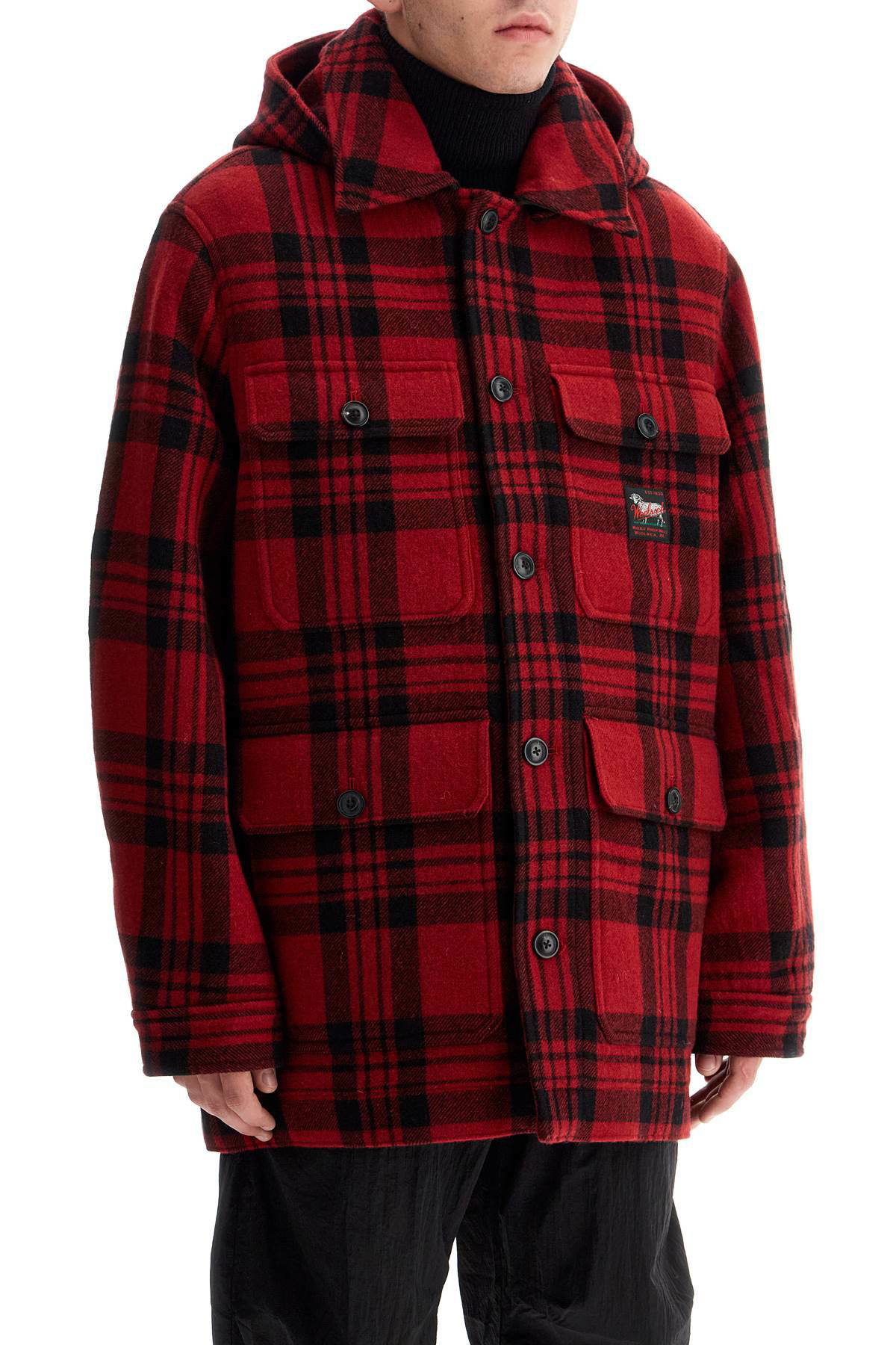 WOOLRICH plaid cruiser hooded jacket Red Woolrich