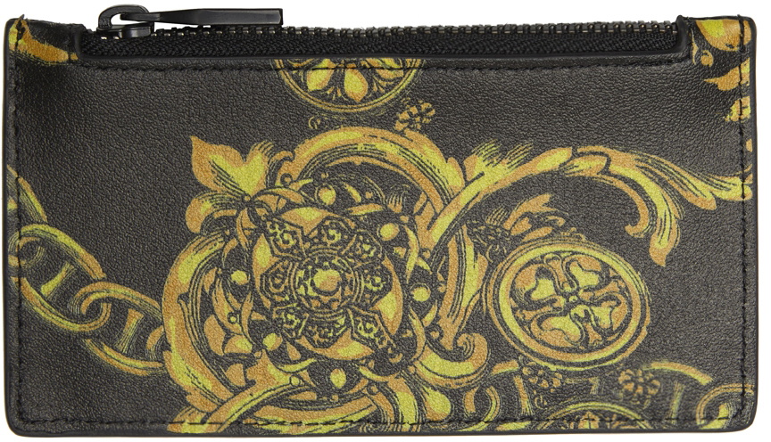 Versace Jeans Couture Black & Gold Regalia Baroque Zip Wallet Versace