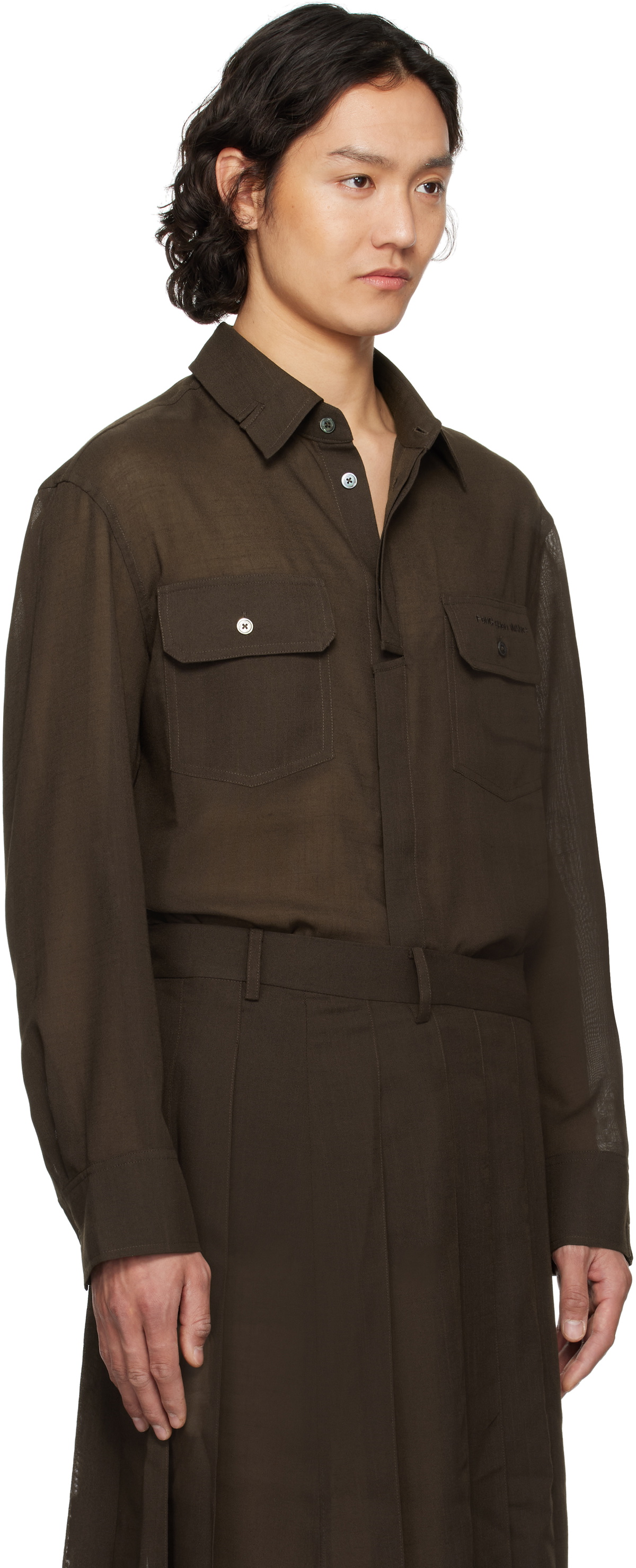 Feng Chen Wang Brown Triple Cut Shirt Feng Chen Wang